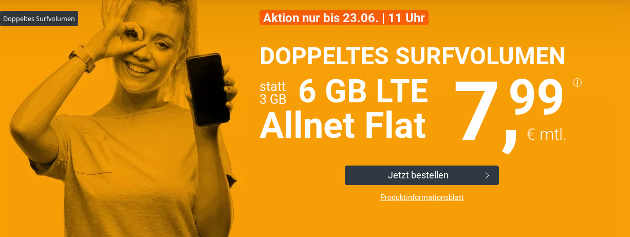 Preistipp Smartphone Tarife: winSIMs 6 GB LTE All-In-Flat für mtl.